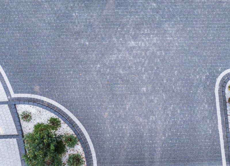 Aerial View of a Modern Paved Path Lined with Minimalistic Landscaping ...
