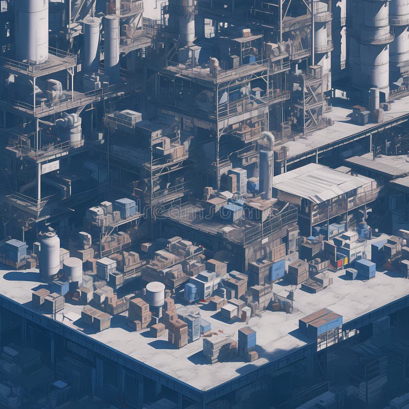 Aerial Industrial Assembly - Precision & Efficiency Stock Illustration ...