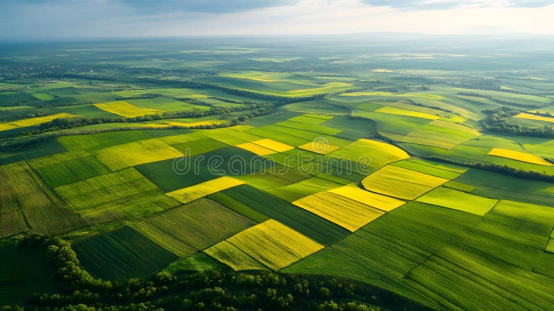 Stunning Aerial Landscape of Patchwork Green Fields and Farm Land Stock ...