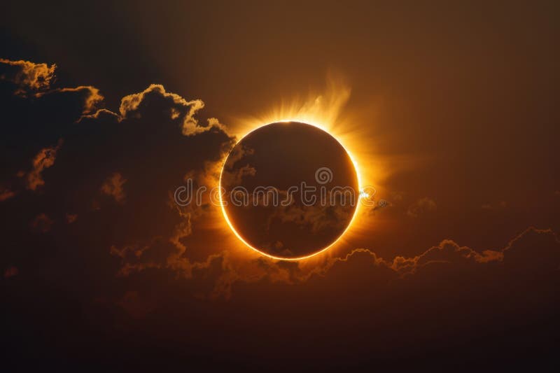 A Dramatic Solar Eclipse Observed through Clouds Stock Image - Image of ...