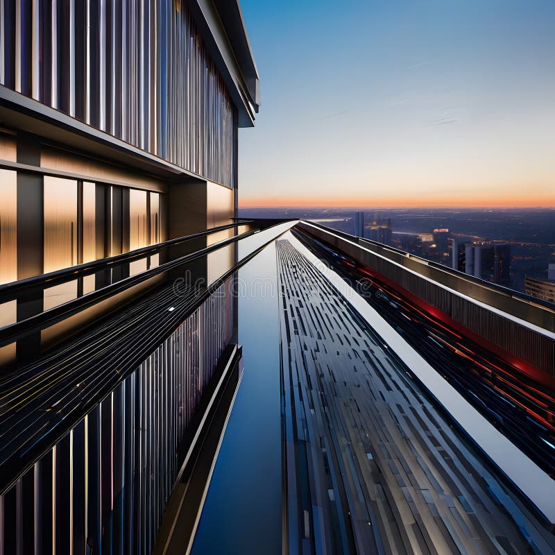Modern Skyscraper Exterior at Sunset with Urban View Stock Image ...