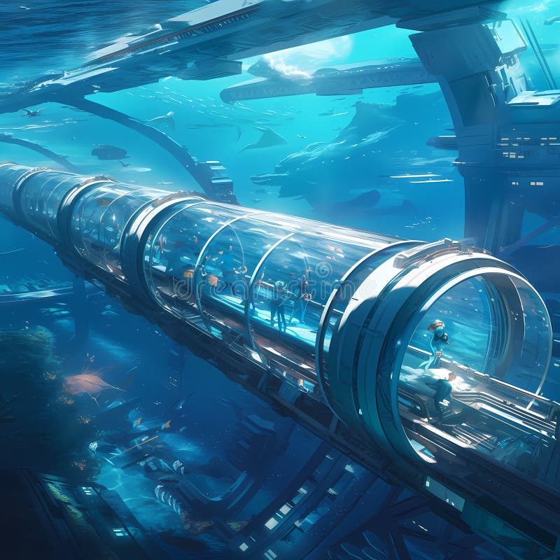 Future of Transportation: Hyperloop Underwater Journey Stock ...