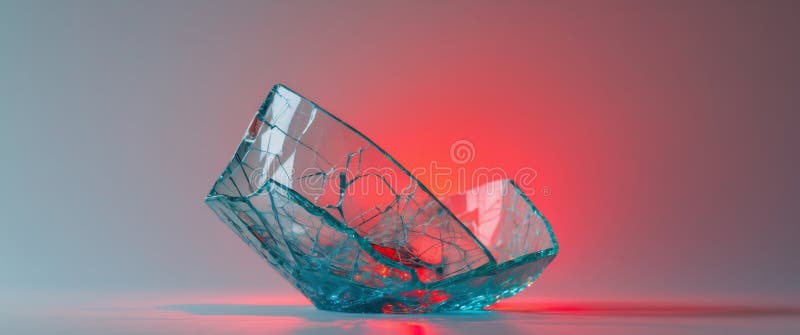 Shattered Beauty. a Broken Glass Bowl Reflecting Light and Shadows in ...