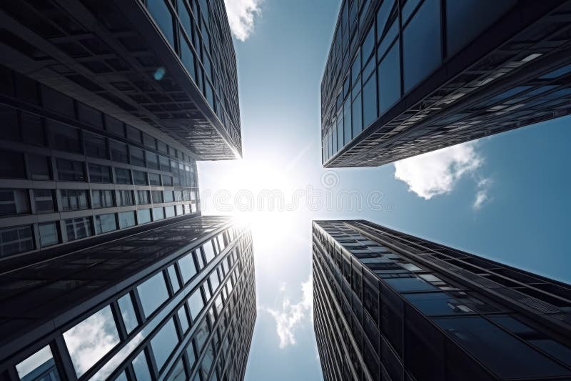 Business Office Building View from Below on a Sunny Day - Generative AI ...