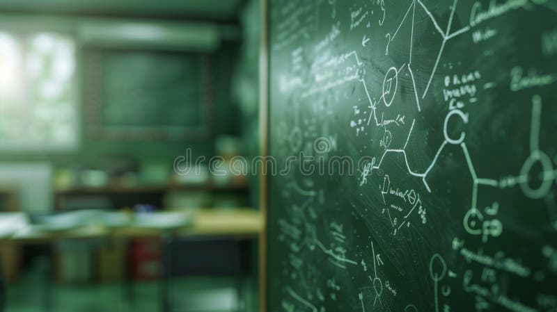 Chalkboard Chemistry in Classroom - Generative AI Stock Image - Image ...
