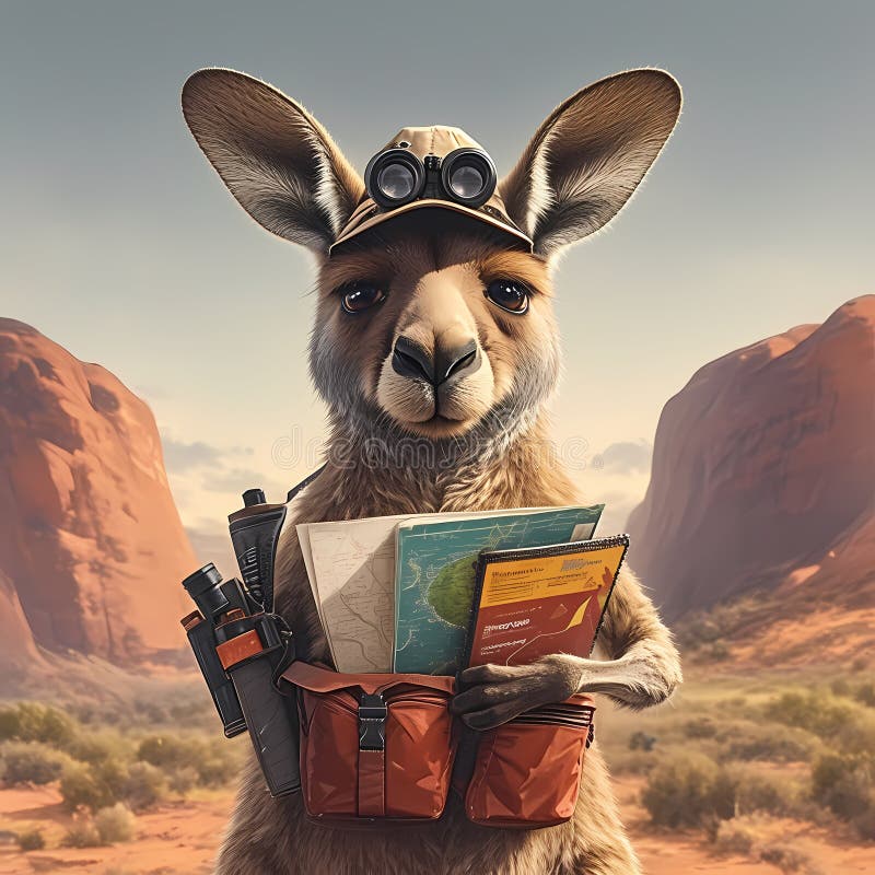 Kangaroo Safari Adventure - Explore Nature with Style! Stock ...