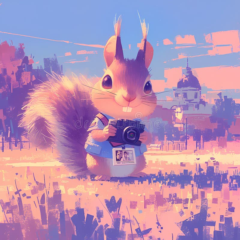 Squirrel Reporter on the Scene Stock Illustration - Illustration of ...