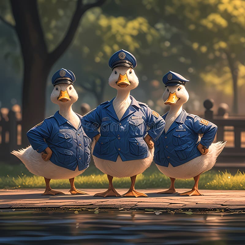 Adorable Ducks on Patrol stock illustration. Illustration of care ...