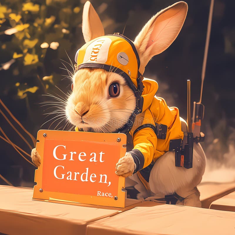 Racing Rabbit: Cute, Determined, and Ready To Win! Stock Illustration ...