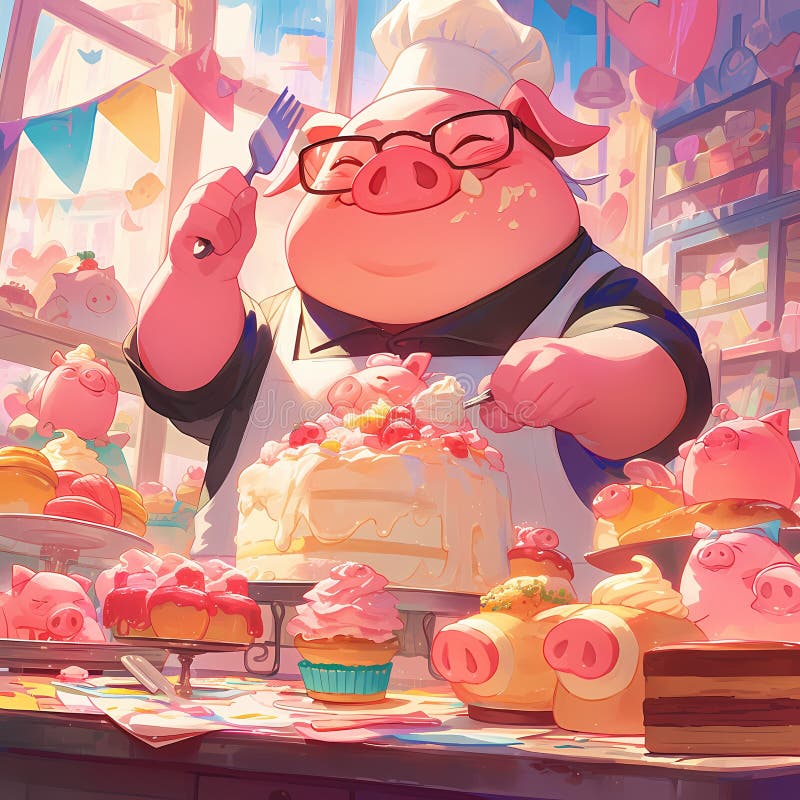Chef Pig Cooking Delight stock illustration. Illustration of animals ...