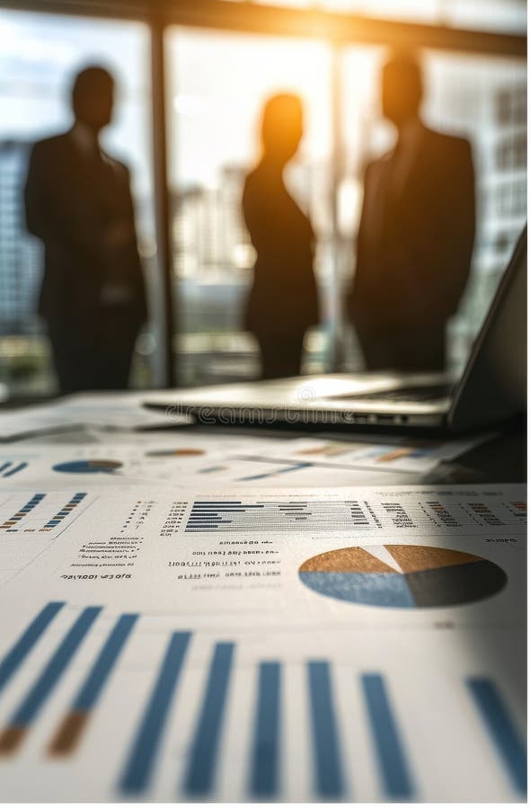 Close-up View of Business Documents with Graphs and Charts on a ...