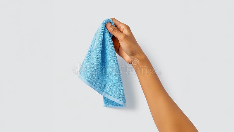 Arm Holding Light Blue Microfiber Cloth Stock Photo - Image of item ...