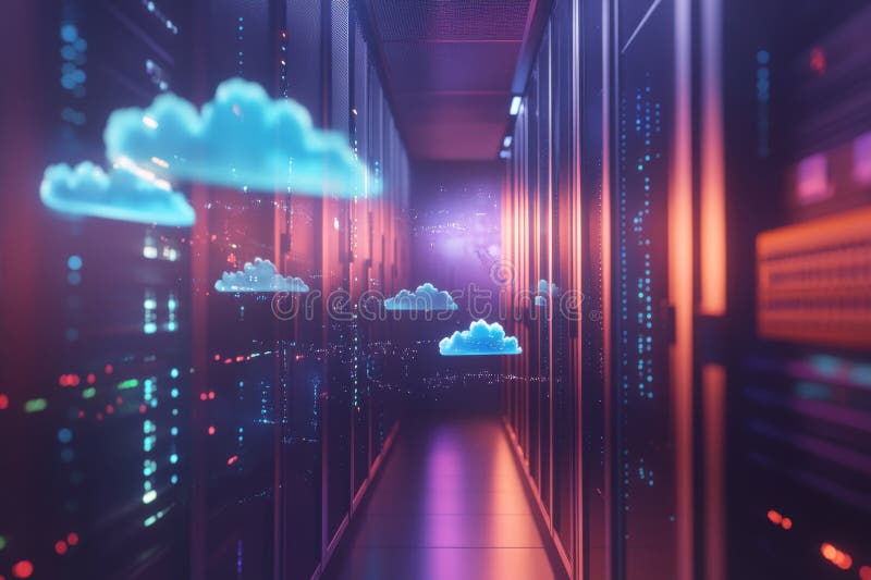 Ethereal AI Cloud in Server Room Stock Illustration - Illustration of ...