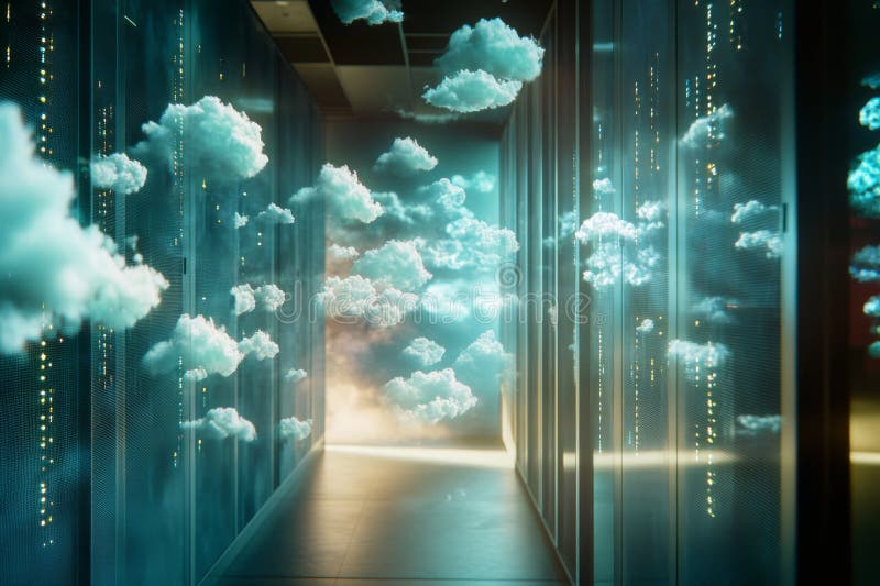 Ethereal AI Cloud in Server Room Stock Illustration - Illustration of ...
