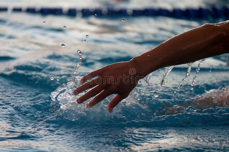 A Swimmer S Hand Breaking the Surface of the Water Stock Illustration ...