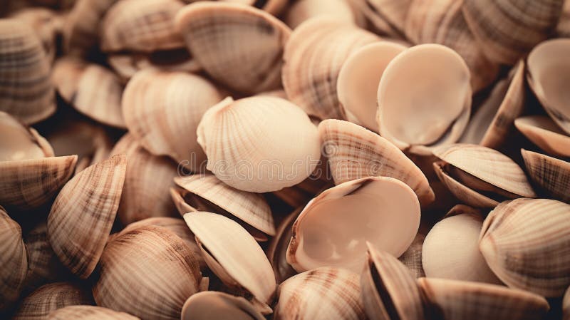 Close-Up of Scattered Seashells in Warm Tones Stock Illustration ...