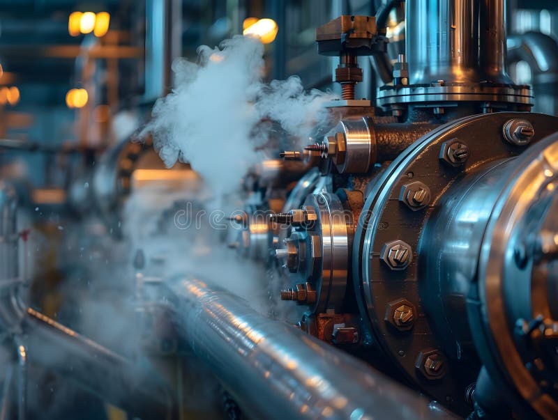 Steam Powered Industrial Machinery in High Tech Factory Environment ...