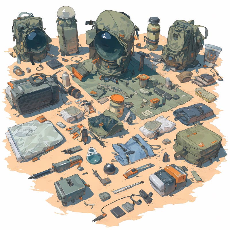 Expedition Essentials: a Desert Survival Gear Still Life Stock ...