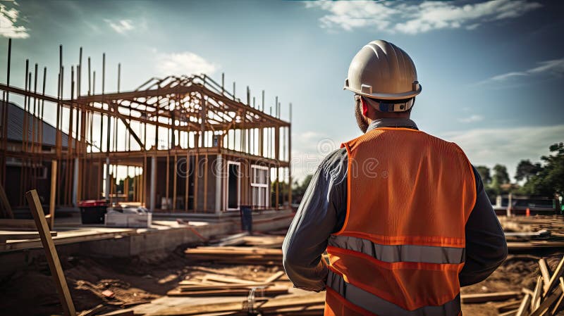 Vision of Progress: Engineer Overseeing Construction Site. Generative ...