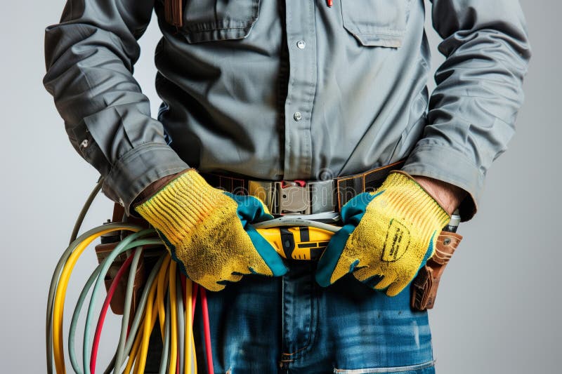 Construction Worker with a Belt of Tools Stock Illustration - Illustration of hardworking ...