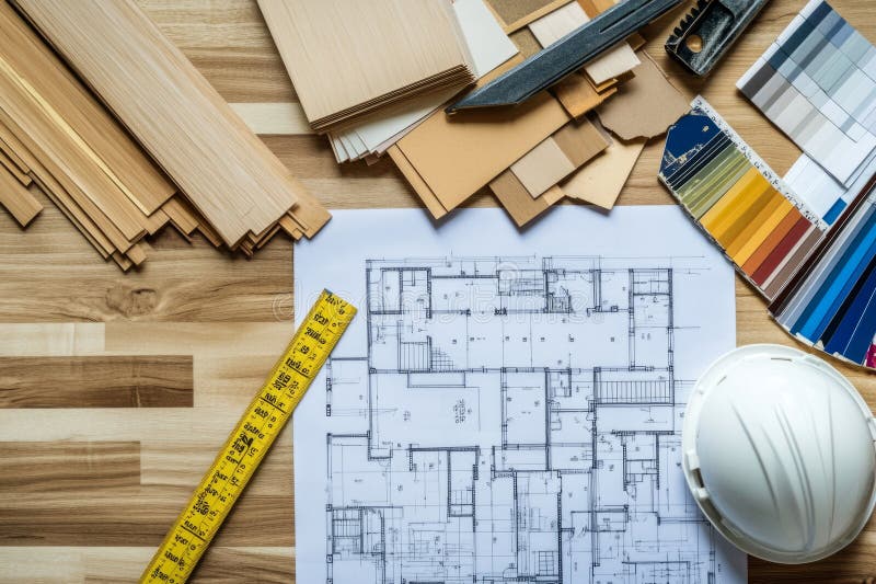 This Image Captures a Construction Workspace Filled with Materials and ...