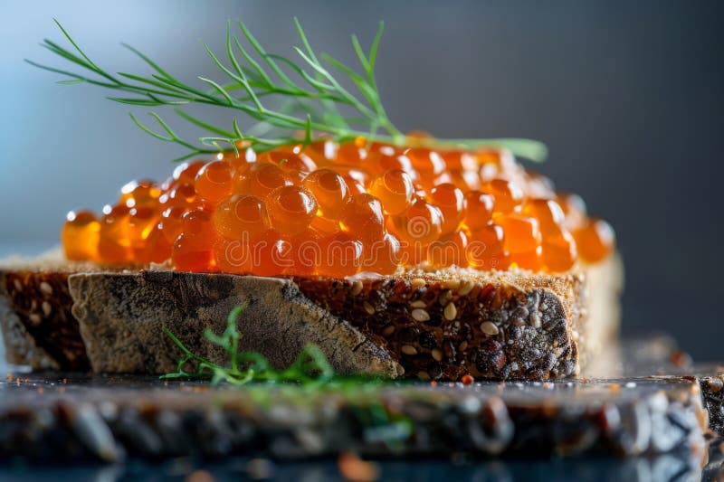 Elegant Herring Roe on Rye Bread Stock Illustration - Illustration of ...