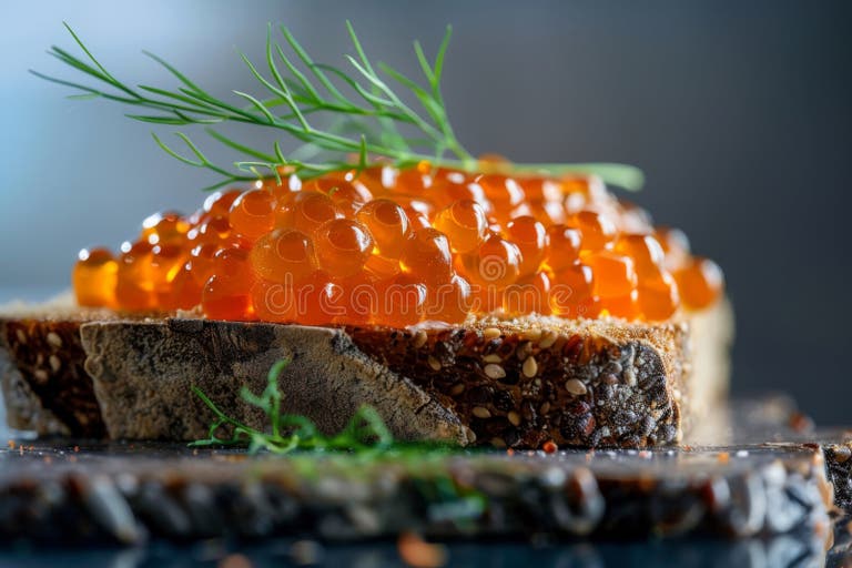 Elegant Herring Roe on Rye Bread Stock Illustration - Illustration of ...