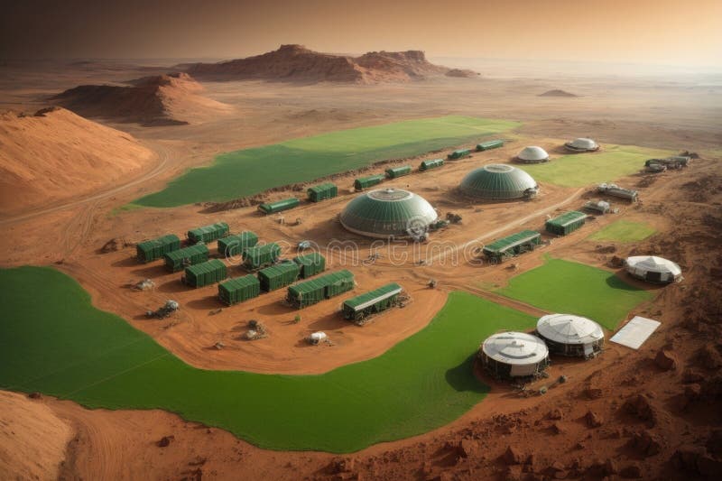 Futuristic Mars Terraforming and Colonization. Stock Photo - Image of ...