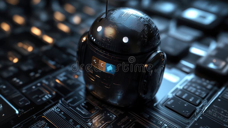 Closeup of Futuristic Android Revolution with Ample Copy Space ...