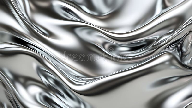 Liquid Metal Abstract Background with Smooth and Flowing Waves. Chrome ...