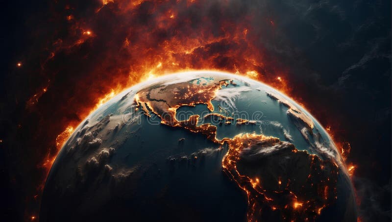 Planet Earth on Fire Image Global Warming Concept Stock Illustration ...