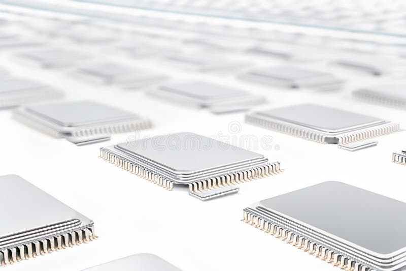 Advanced Microprocessors on Production Line at Conveyor Belt. AI ...