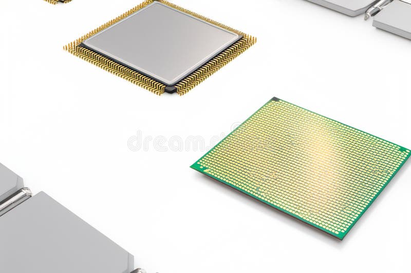 Advanced Microprocessors on Production Line at Conveyor Belt. AI ...