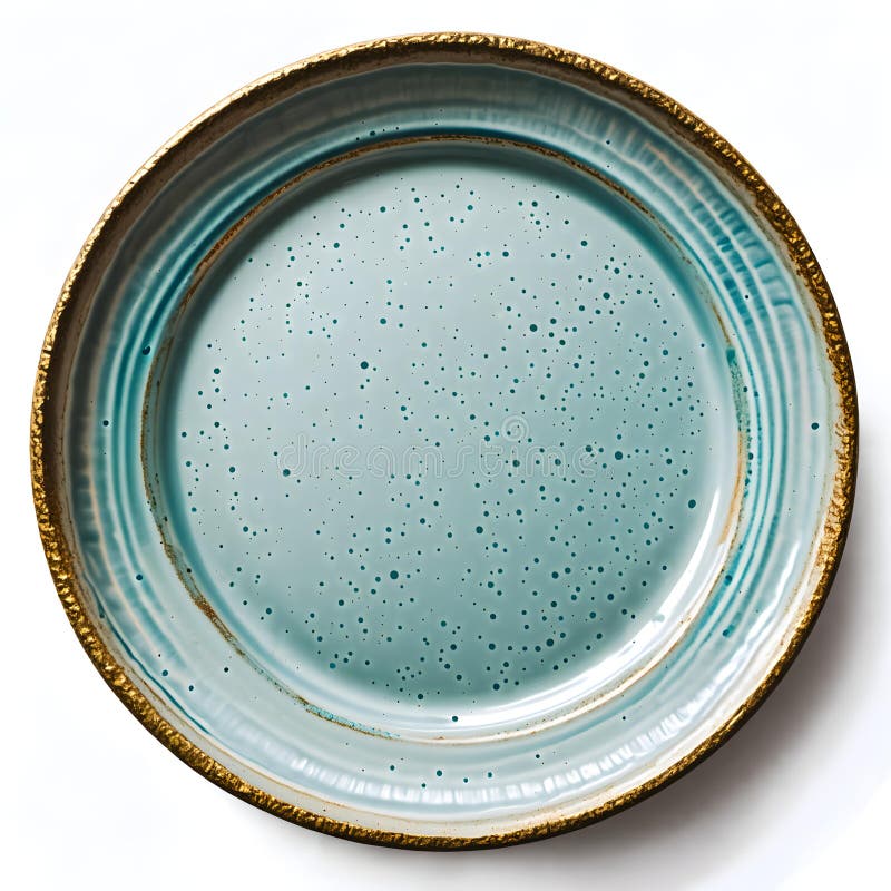 Elegant Blue Ceramic Plate with Golden Rim Stock Illustration ...