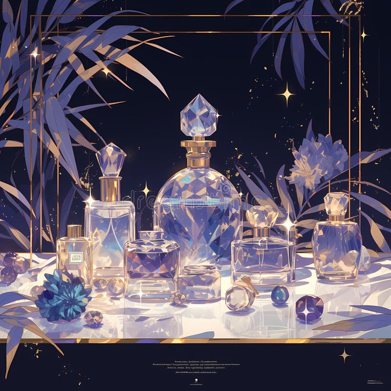 Luxurious Perfume Collection on Display Stock Illustration ...