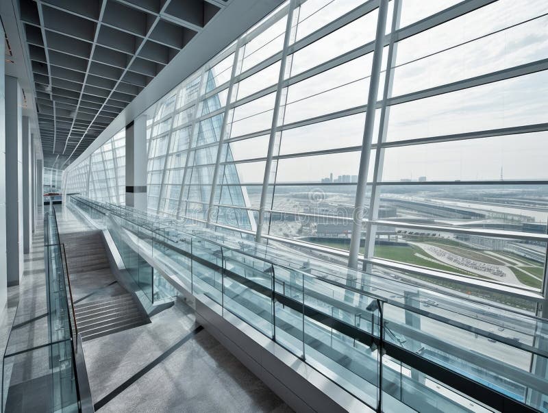 Hightech Office Lobby with Glass Walls Stock Illustration ...