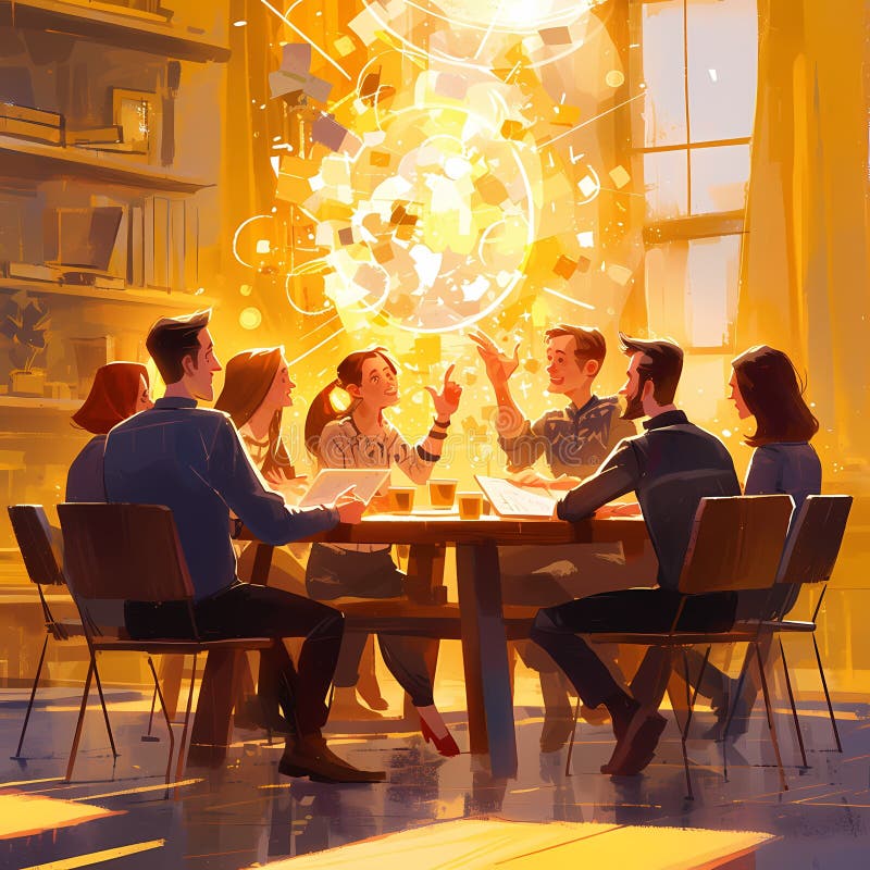 Engaging Team Meeting stock illustration. Illustration of collaboration ...