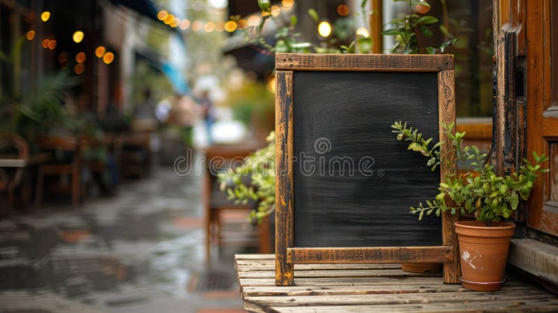 Restaurant Entrance with Blackboard and Whiteboard Menu Boards Stock ...
