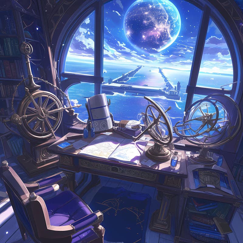 Voyage of Discovery: Illuminated Captain S Office with Planet View ...