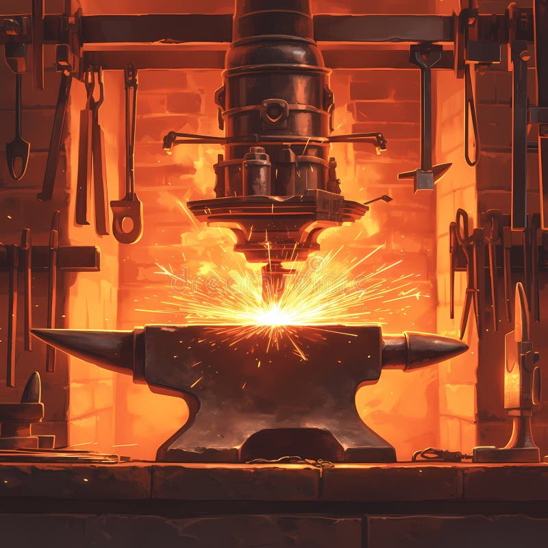 Energized Forge: Mastering the Art of Blacksmithing Stock Illustration ...