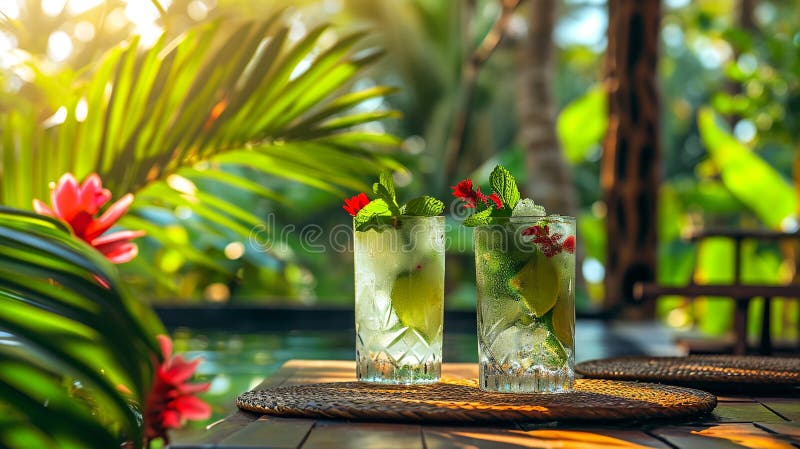Colonial Indian Veranda with Gin and Tonic Cocktails Stock Image ...