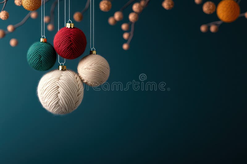 Cozy Christmas: Festive Wool Elements on Neutral Background Stock ...