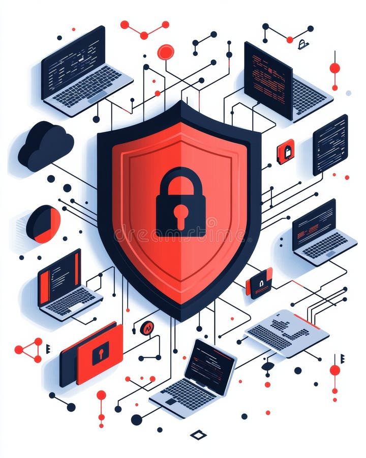 A Comprehensive Overview of Cybersecurity with a Red Shield and Digital ...