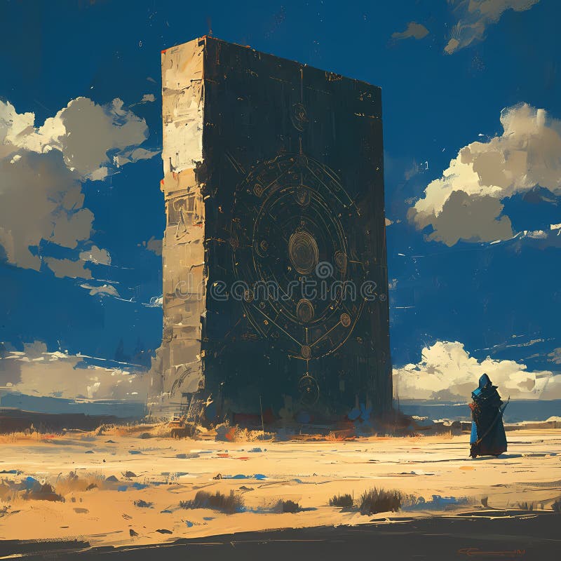 Mystical Monolith, Desert Mystery Stock Illustration - Illustration of ...
