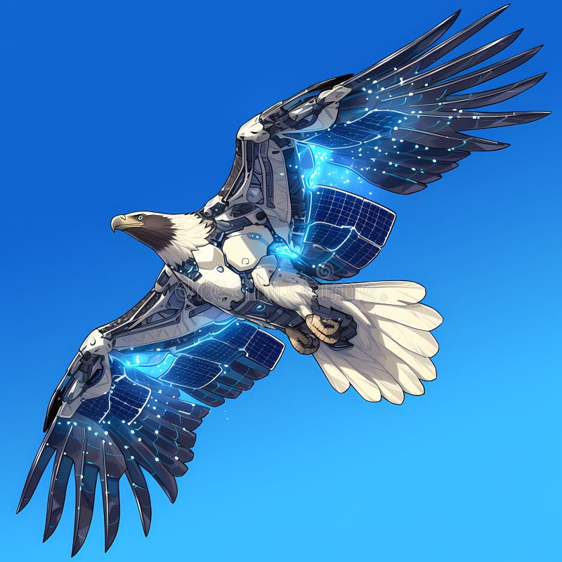 Majestic Cyber Eagle Soars Above Blue Sky Stock Illustration ...
