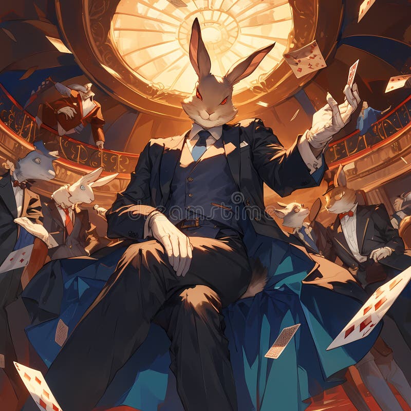 Elegant Rabbit Magician in Casino Performance Stock Illustration ...