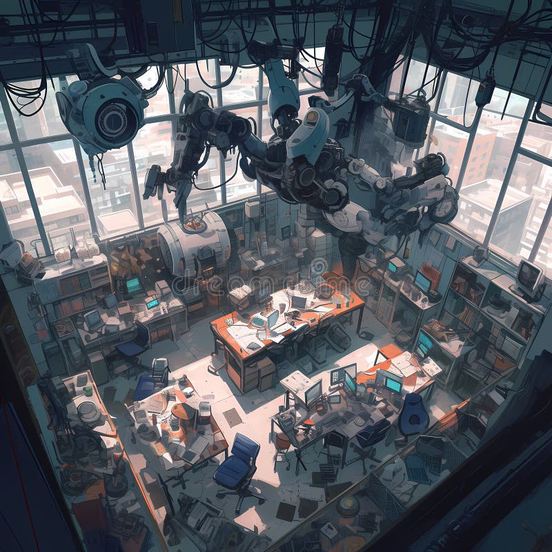 Robotics Lab with Cutting-Edge Technology Stock Illustration ...