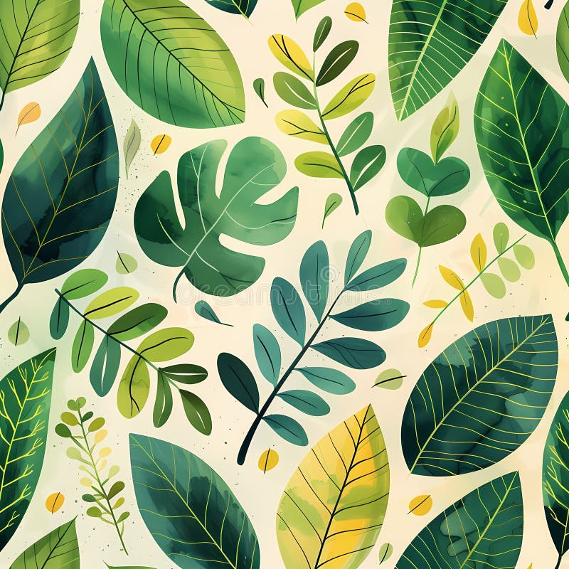 Bright Green Leaves Pattern - Nature S Vibrancy Stock Illustration ...