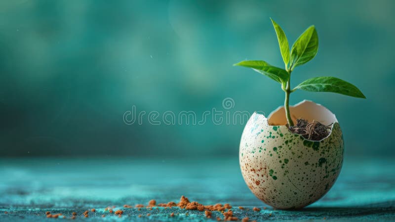New Beginnings: Emerging Life in Eggshell Seedling Stock Illustration ...