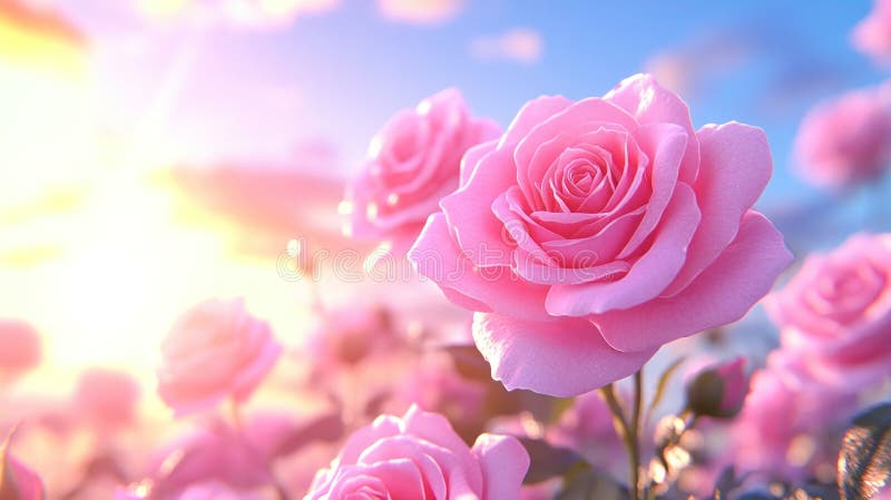 Summer Garden Bliss: Delicate Landscape Design of Light Pink Double ...